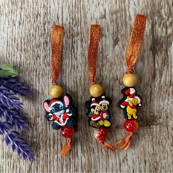 Hand Crafted | Holiday | Christmas Mickey Pooh Ornaments Artisan Beaded ...